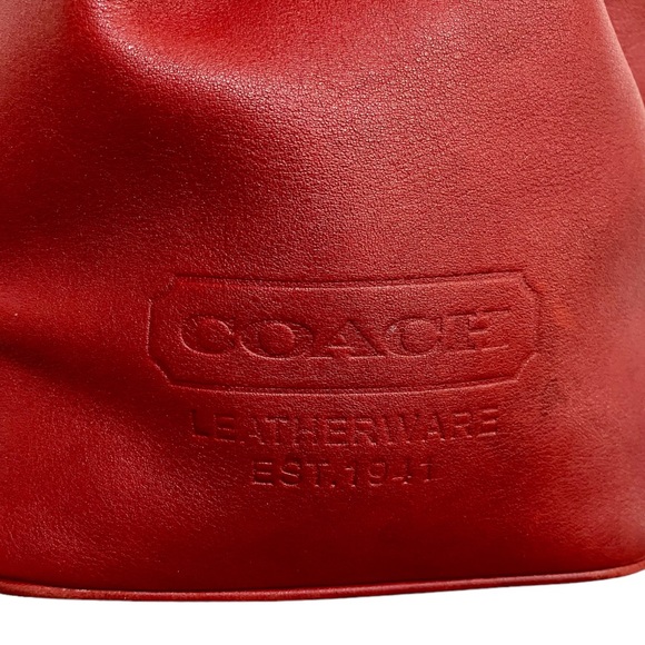 Coach | Bags | Coach Red Leather Drawstring Bucket Bag Crossbody Strap ...